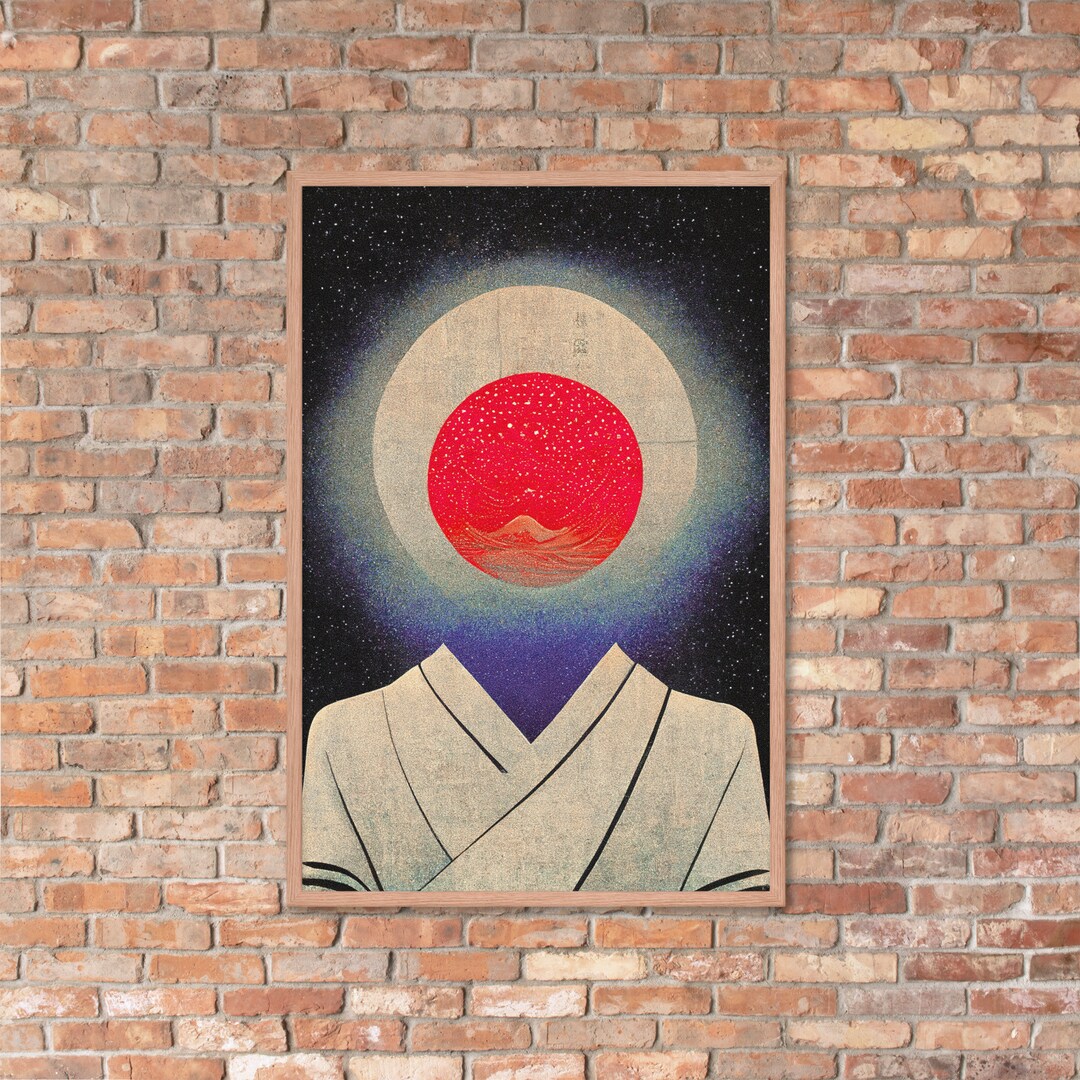 ABSTRACT MIDCENTURY ESOTERIC Headless Meditation Eclectic Distressed Antique Kimono Samurai ...