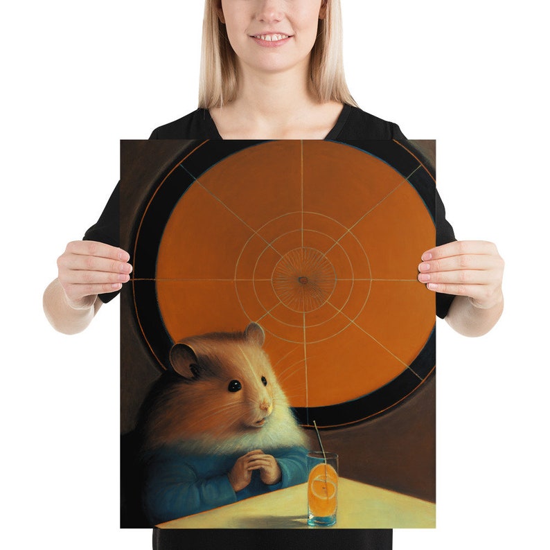 WORRIED HAMSTER RETRO Original Art Print Poster - Etsy