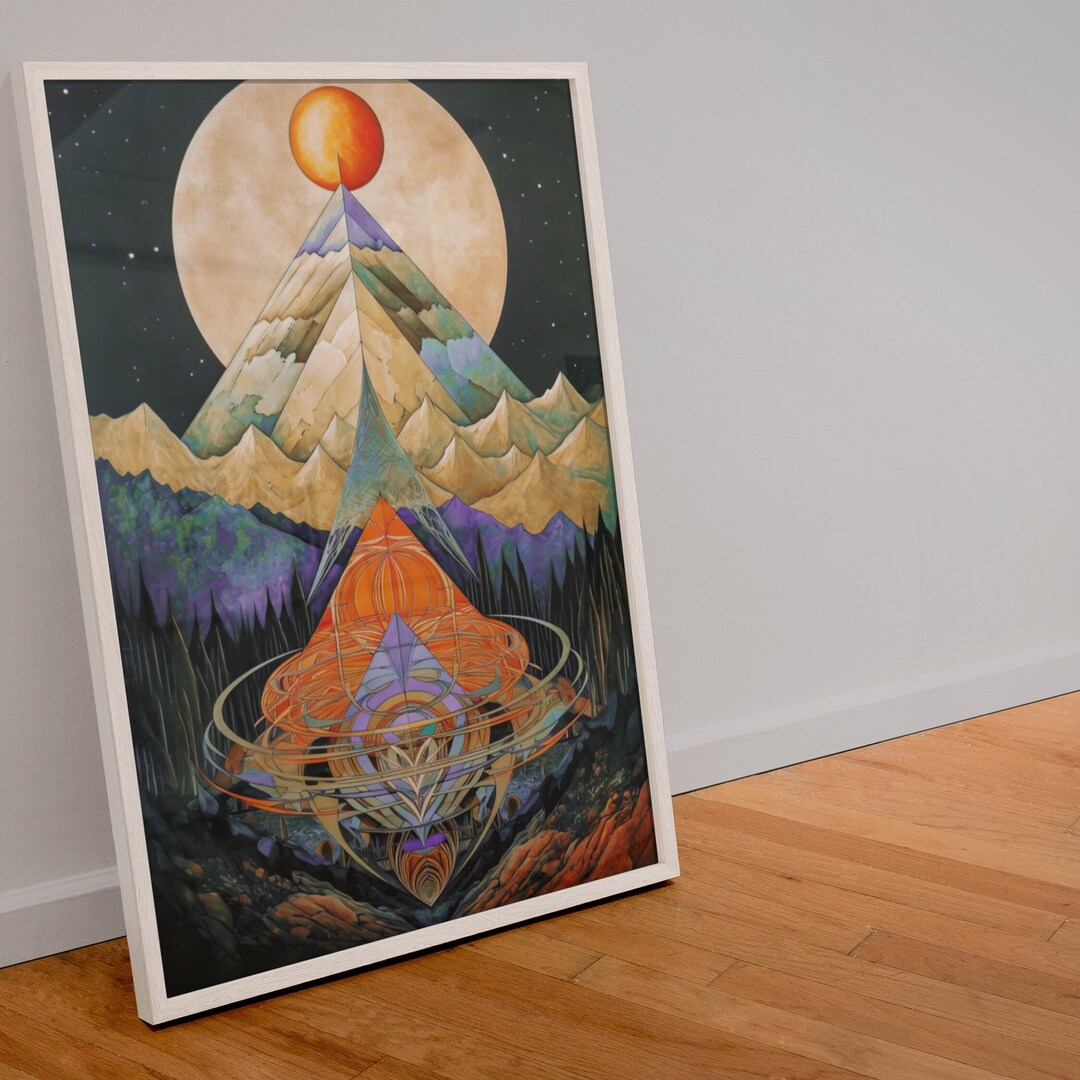 ABSTRACT ESOTERIC MYSTICAL Mountain Vista, Original Wall Decor Art ...