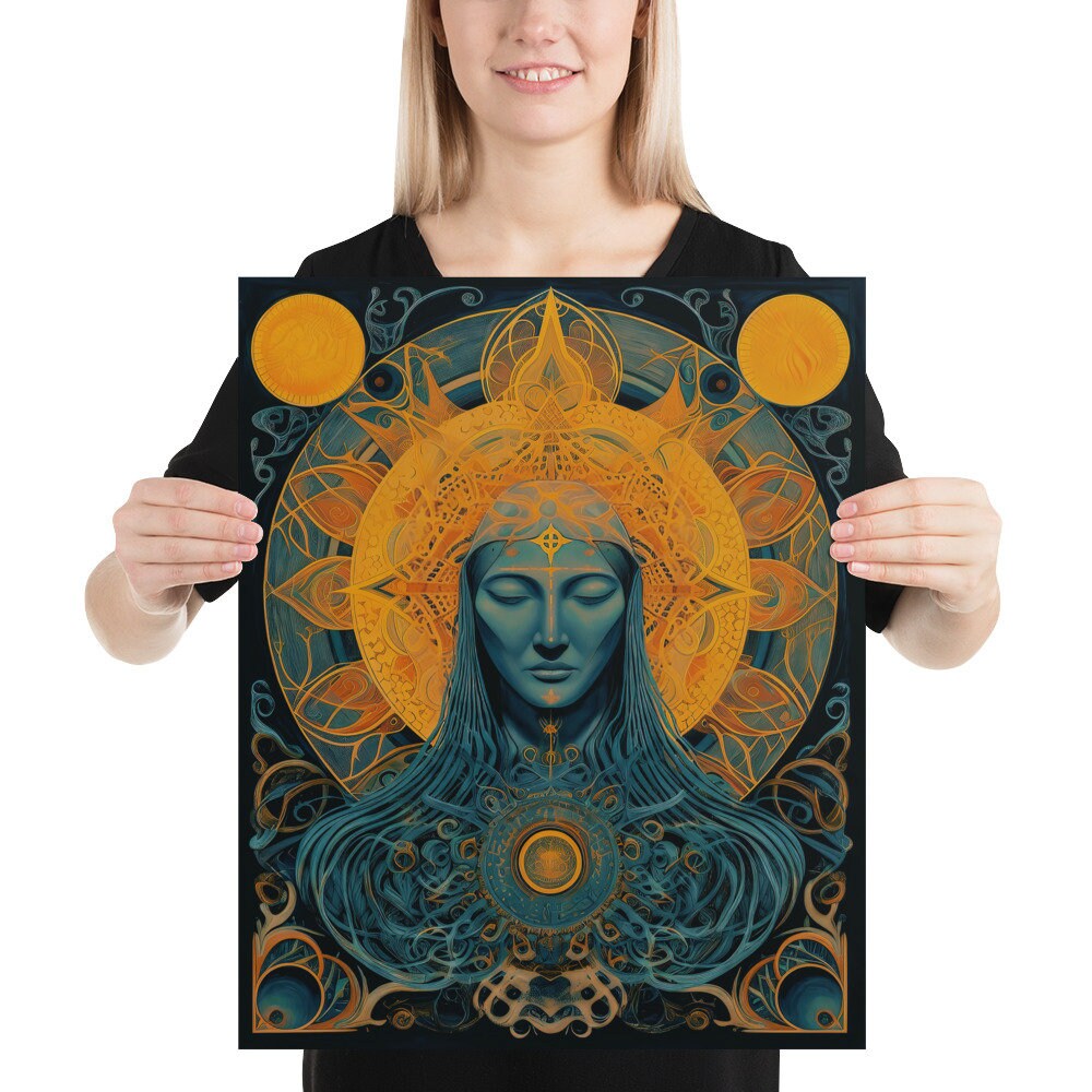 Psychedelic Art Print Featuring Moon Goddess in Symmetrical Harmony - Etsy