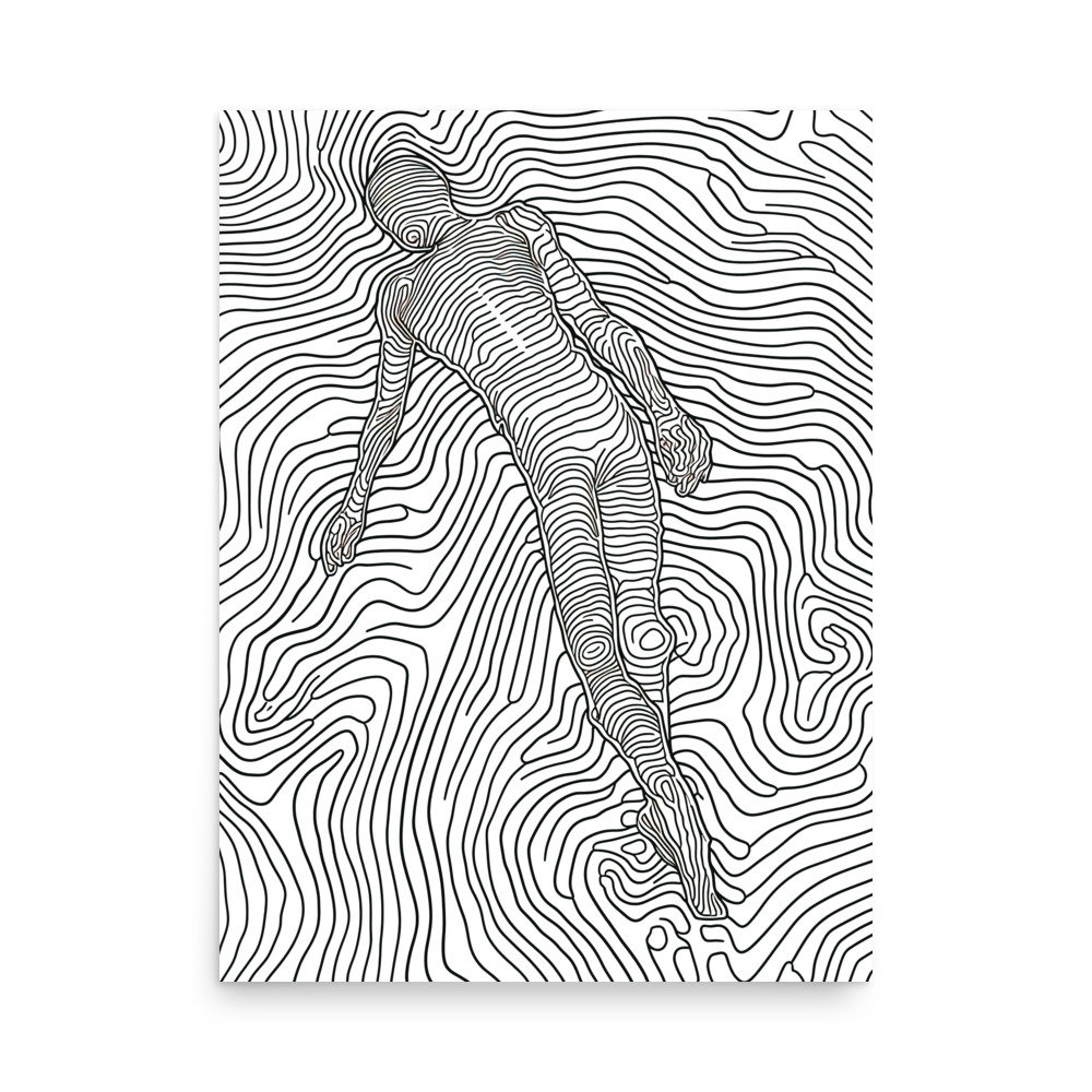 Contemplative Line Art Print - Abstract Human Figure Illustration ...