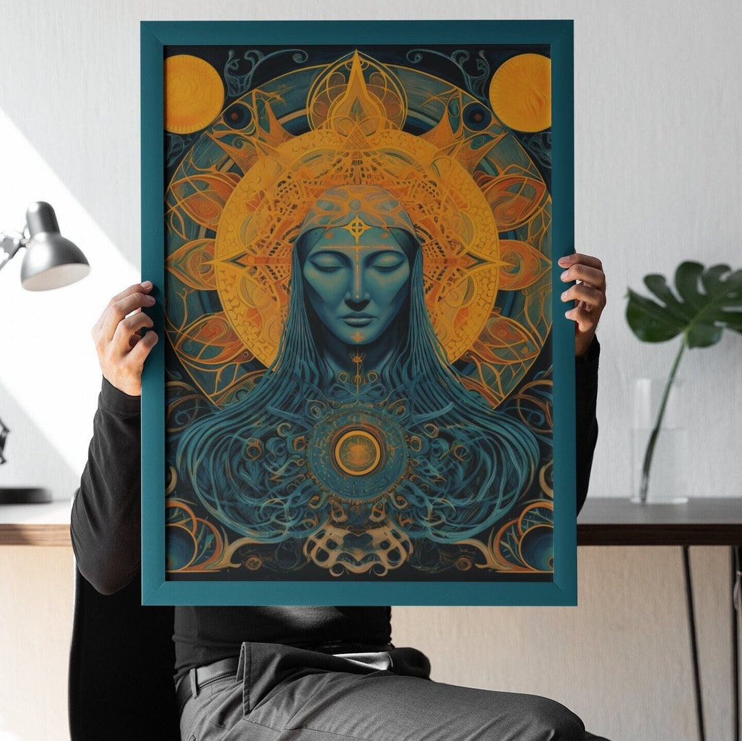 Psychedelic Art Print Featuring Moon Goddess in Symmetrical Harmony - Etsy