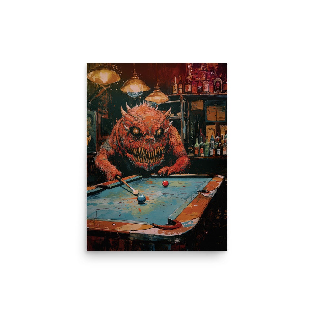 Monster Pool Player Art Print Fantastical Creature Billiards Game ...
