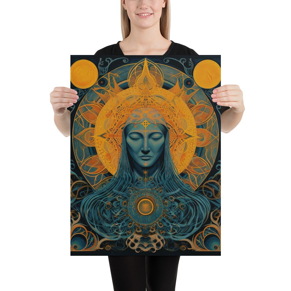 Psychedelic Art Print Featuring Moon Goddess in Symmetrical Harmony - Etsy
