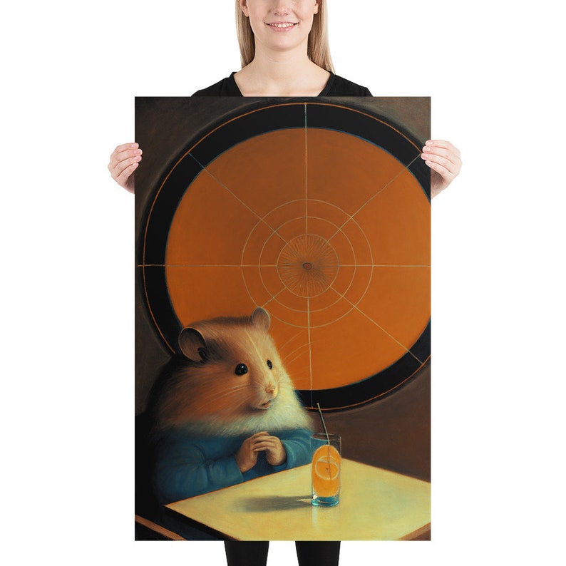 WORRIED HAMSTER RETRO Original Art Print Poster - Etsy