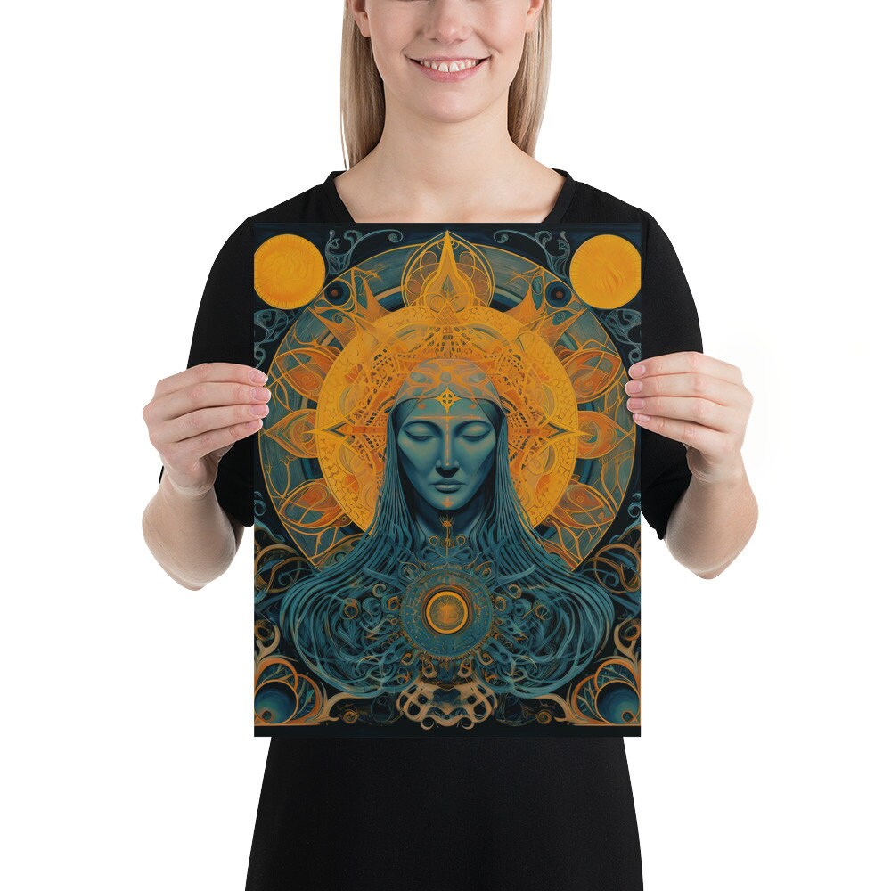 Psychedelic Art Print Featuring Moon Goddess in Symmetrical Harmony - Etsy