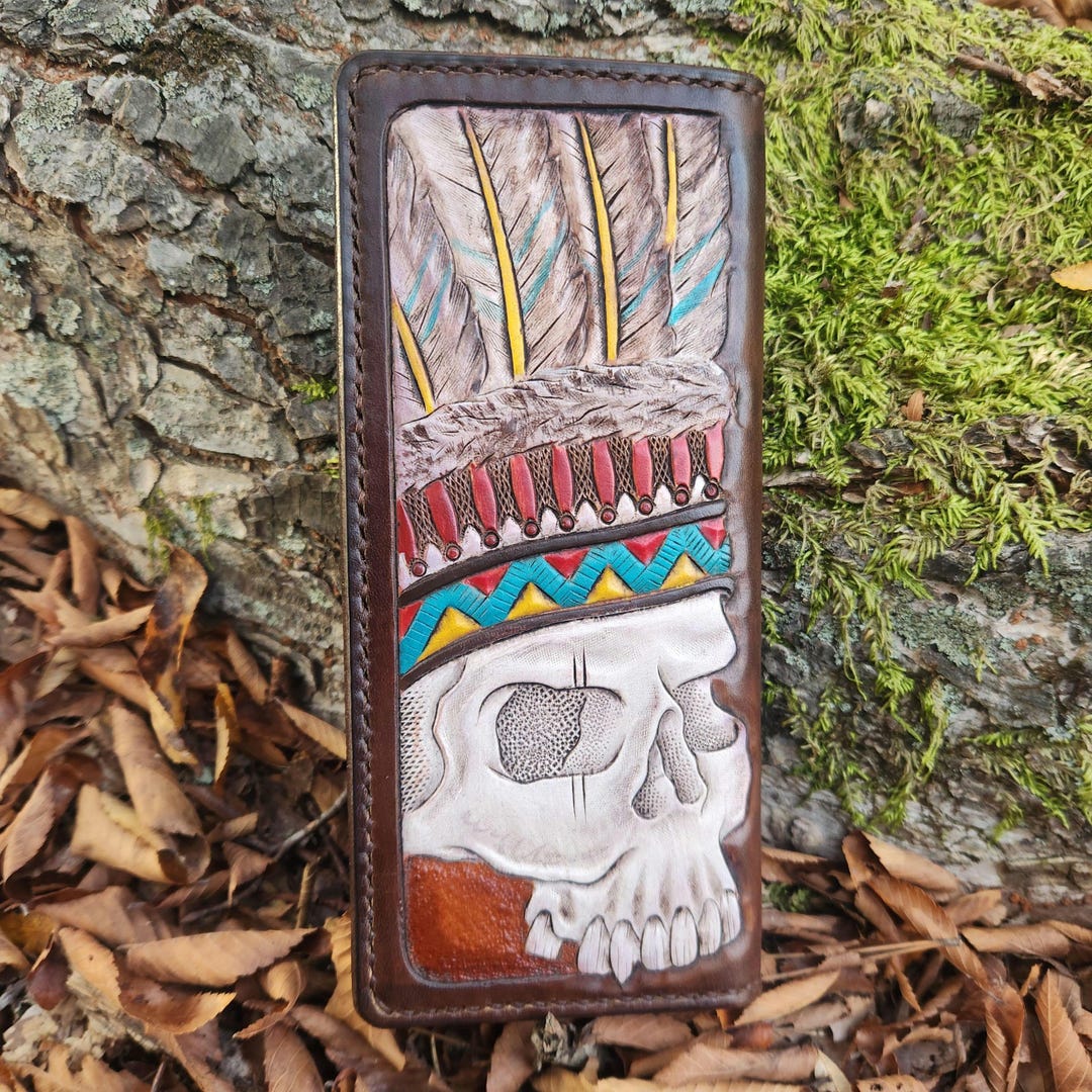 Tooled Leather Roper Wallet - Etsy