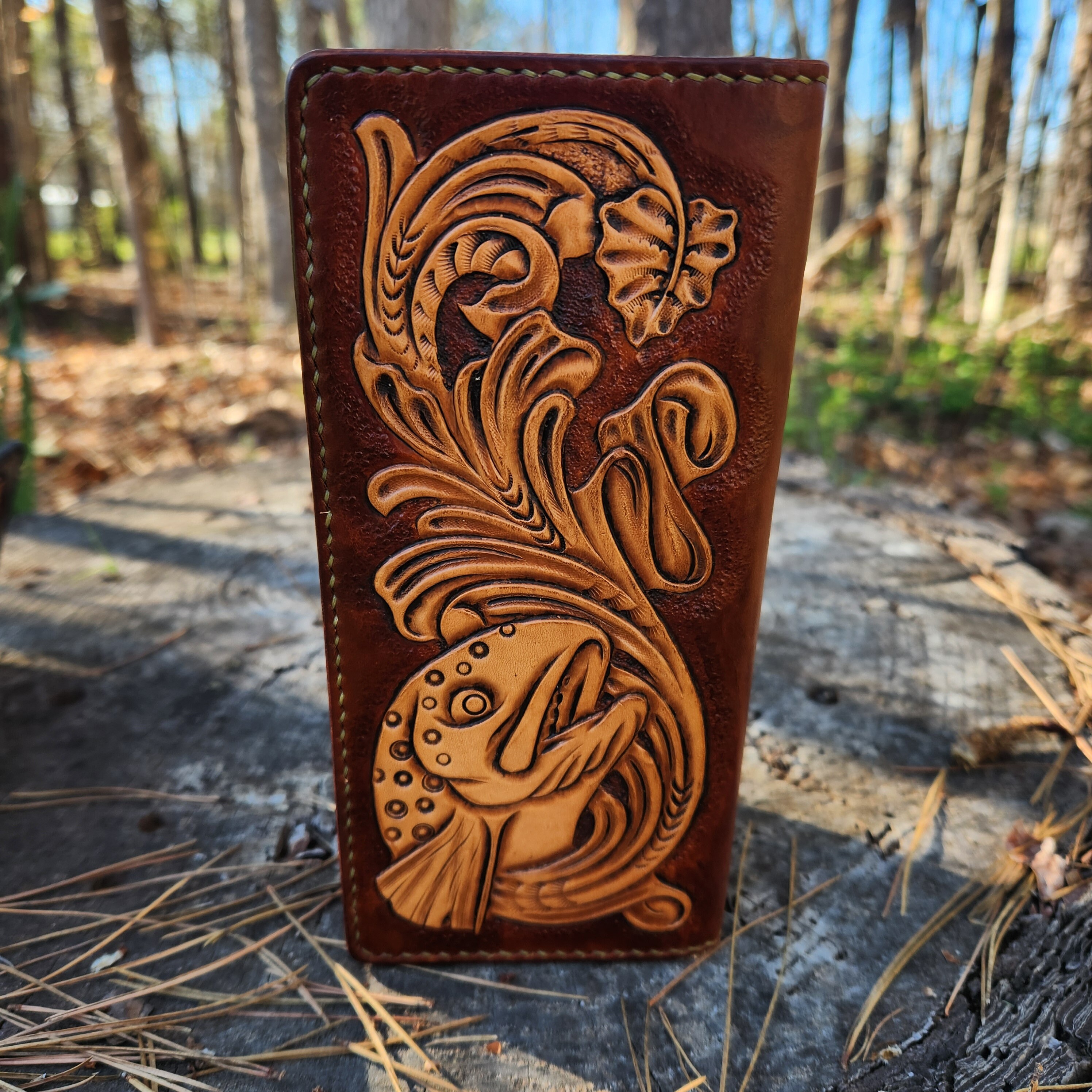 Tooled Leather Roper Wallet - Etsy