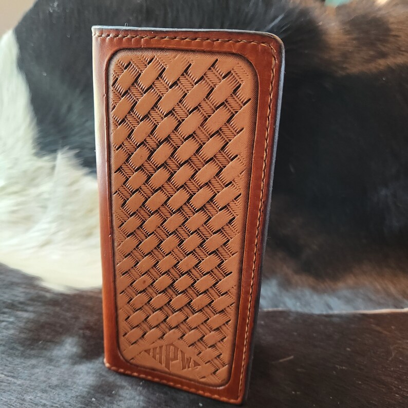 Tooled Leather Roper Wallet - Etsy