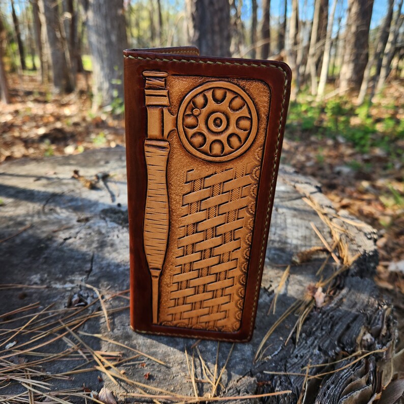 Tooled Leather Roper Wallet - Etsy