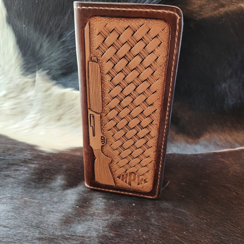 Tooled Leather Roper Wallet - Etsy