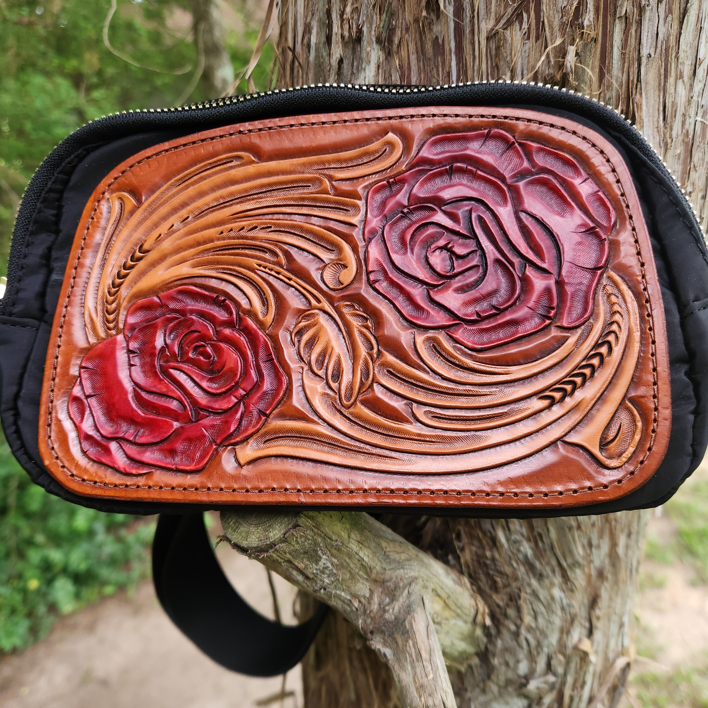 Tooled Leather Belt Bag - Etsy