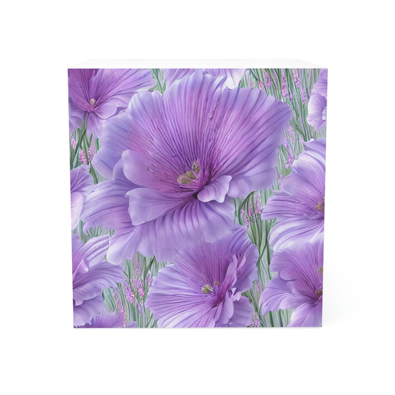 Pretty Purple Floral Paper Note Cube Personalized Sticky - Etsy