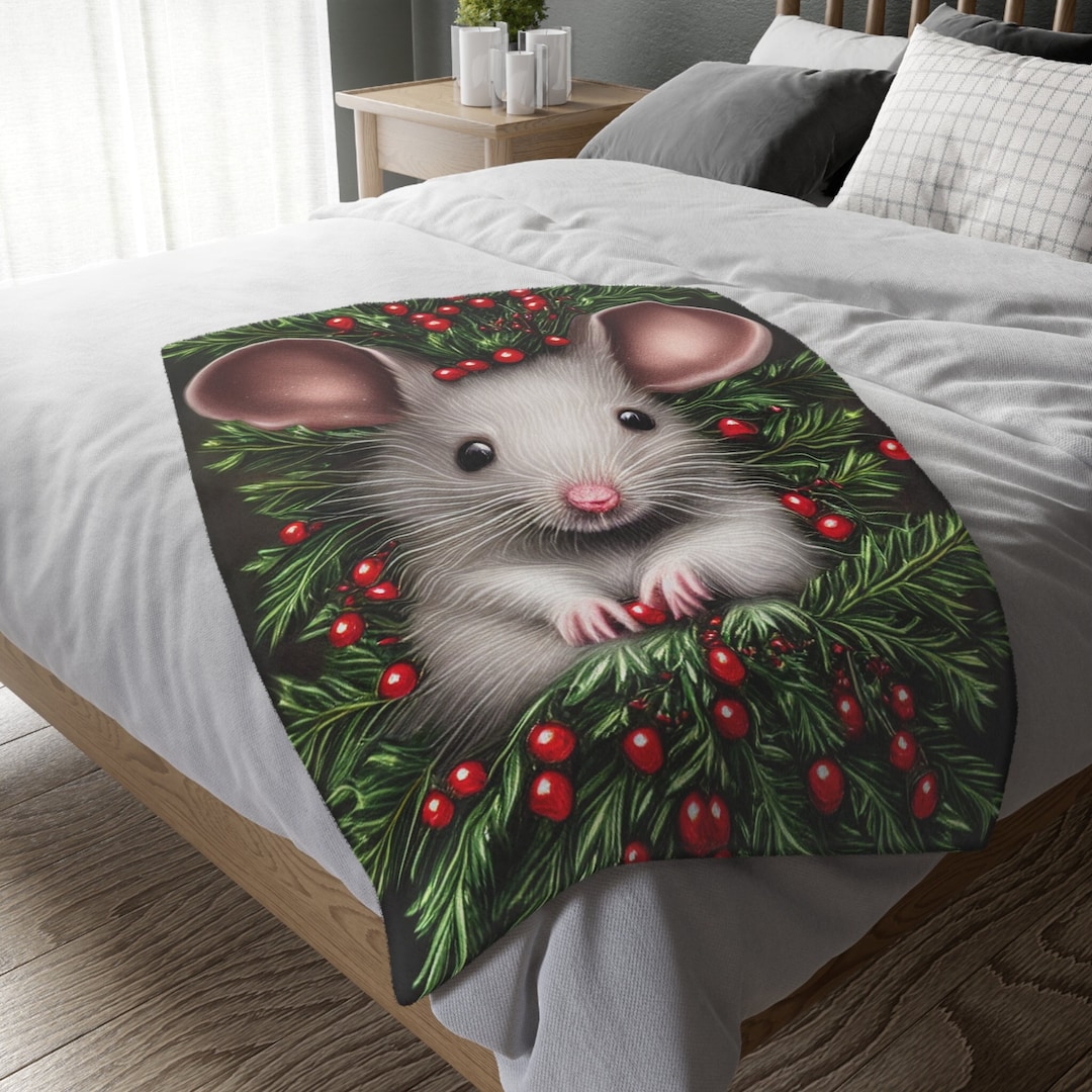 Cute Christmas Woodland Mouse Velveteen Minky Blanket Thoughtful Gift ...