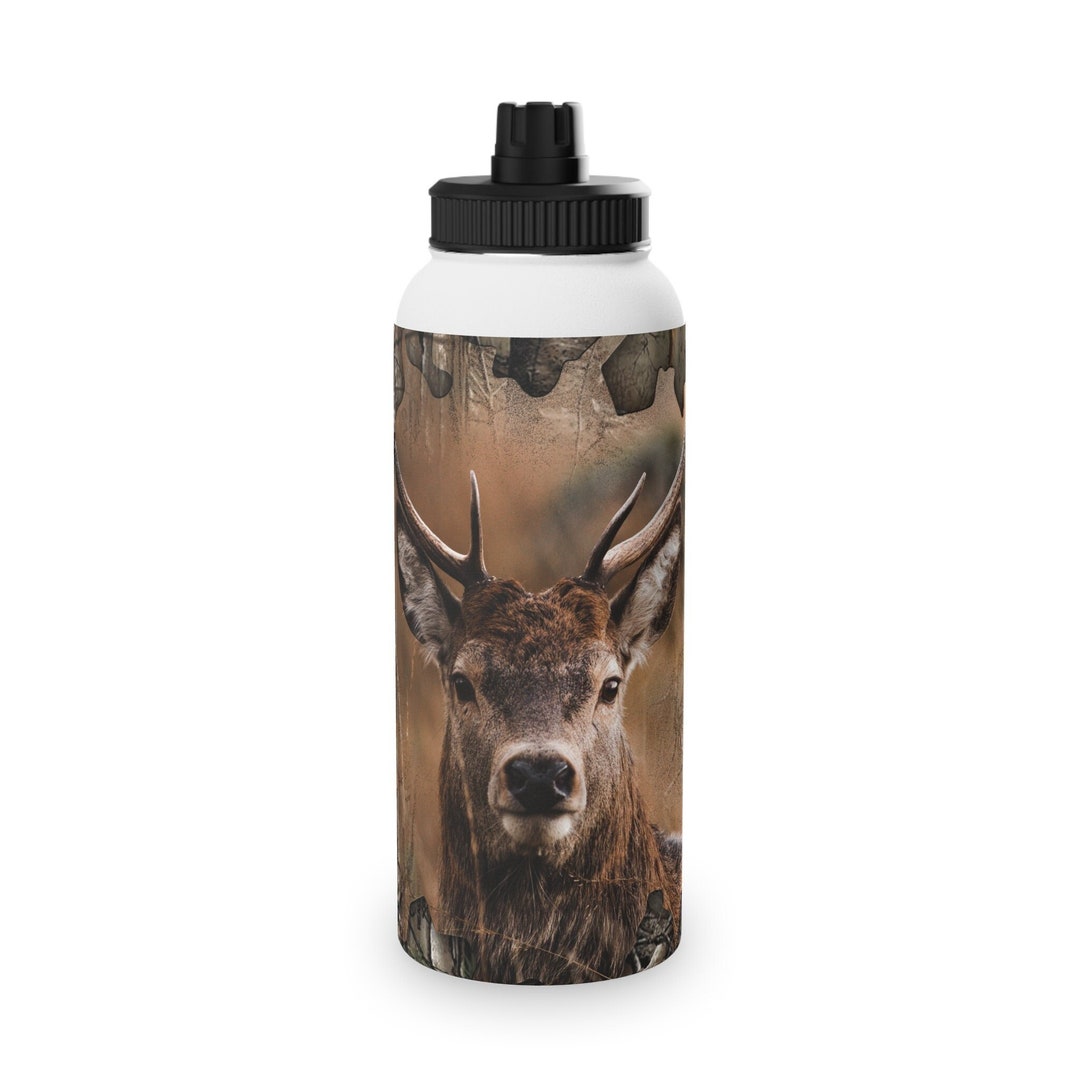 Deer in Camoflauge Stainless Steel Water Bottle, Sports Lid 18 and 32 ...