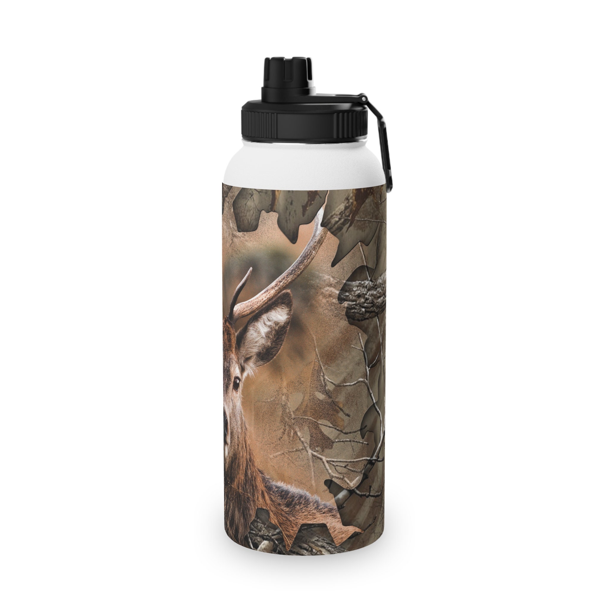Deer in Camoflauge Stainless Steel Water Bottle, Sports Lid 18 and 32 ...