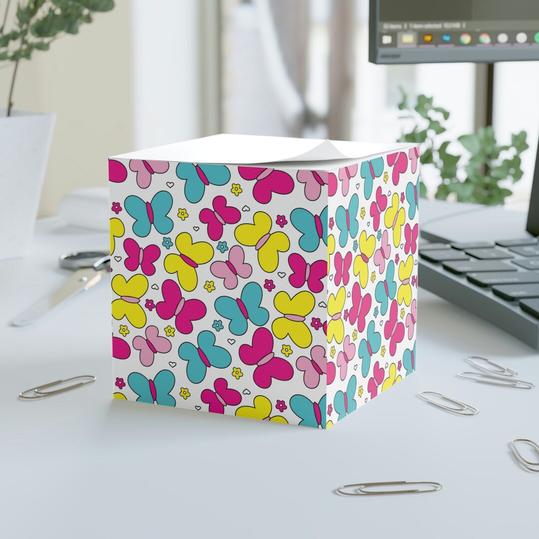 Butterfly Paper Note Cube Personalized Sticky Note Coworker - Etsy