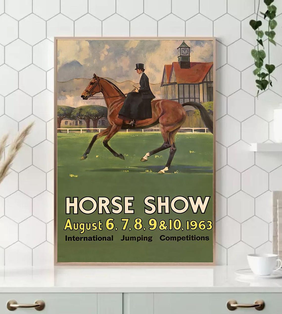 Vintage Horse Show Poster 1963, Equestrian Jumping Competition Art ...