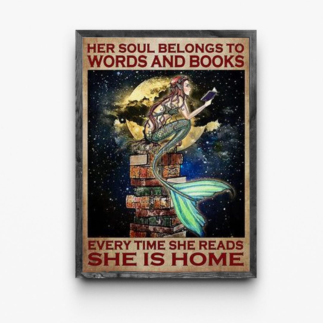 Vintage Mermaid Reading Books Her Soul Belongs to Words and Books Every ...