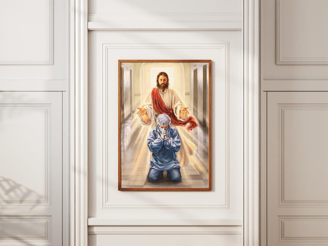 Vintage Blessed Jesus Poster, Anesthesiologist Anesthesia Jesus Blessed ...