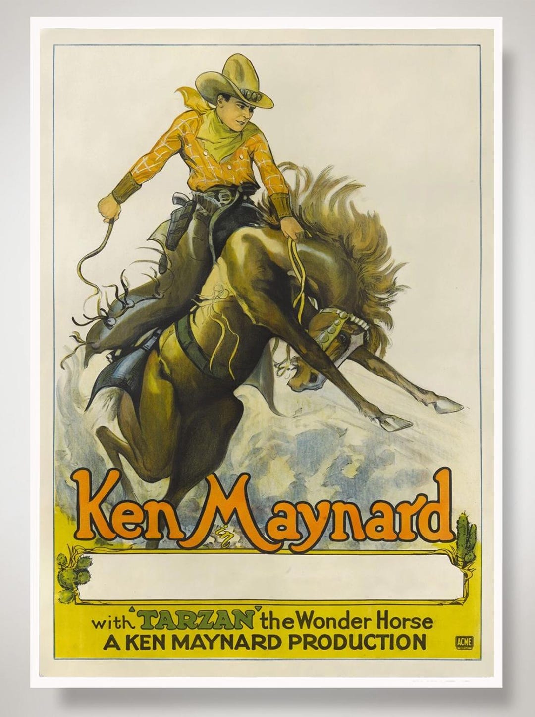 Ken Maynard and Tarzan, Cowboy Riding Poster, Western Classic Print ...