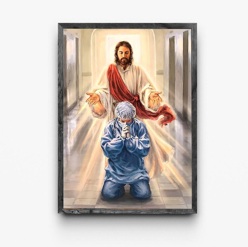 Vintage Blessed Jesus Poster, Anesthesiologist Anesthesia Jesus Blessed ...