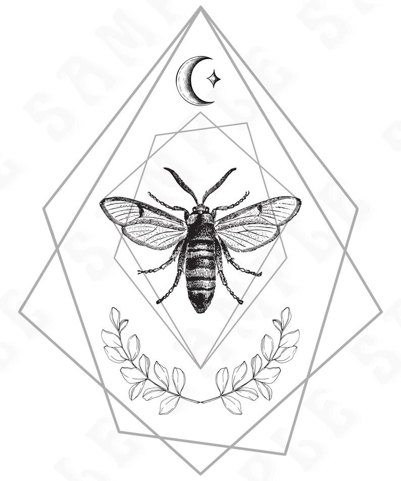 Geometric Wasp & Eucalyptus Digital Art Print, Printable Poster Art ...