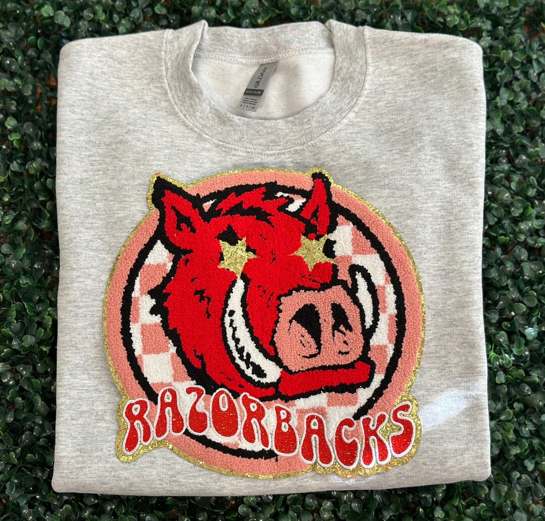 10 Chenille RAZORBACKS Patch/ Glitter Trim/heat Press-iron On - Etsy