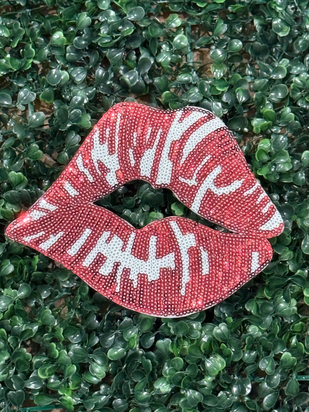 7” Sequin Lips Patch - Etsy