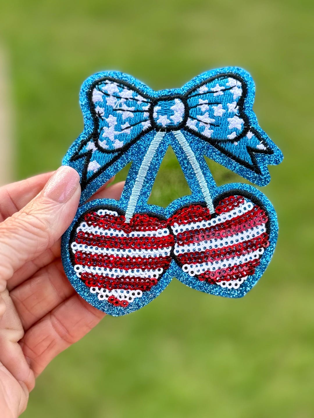 3.5” USA Sequin Flag Cherries Hat Patch - Etsy