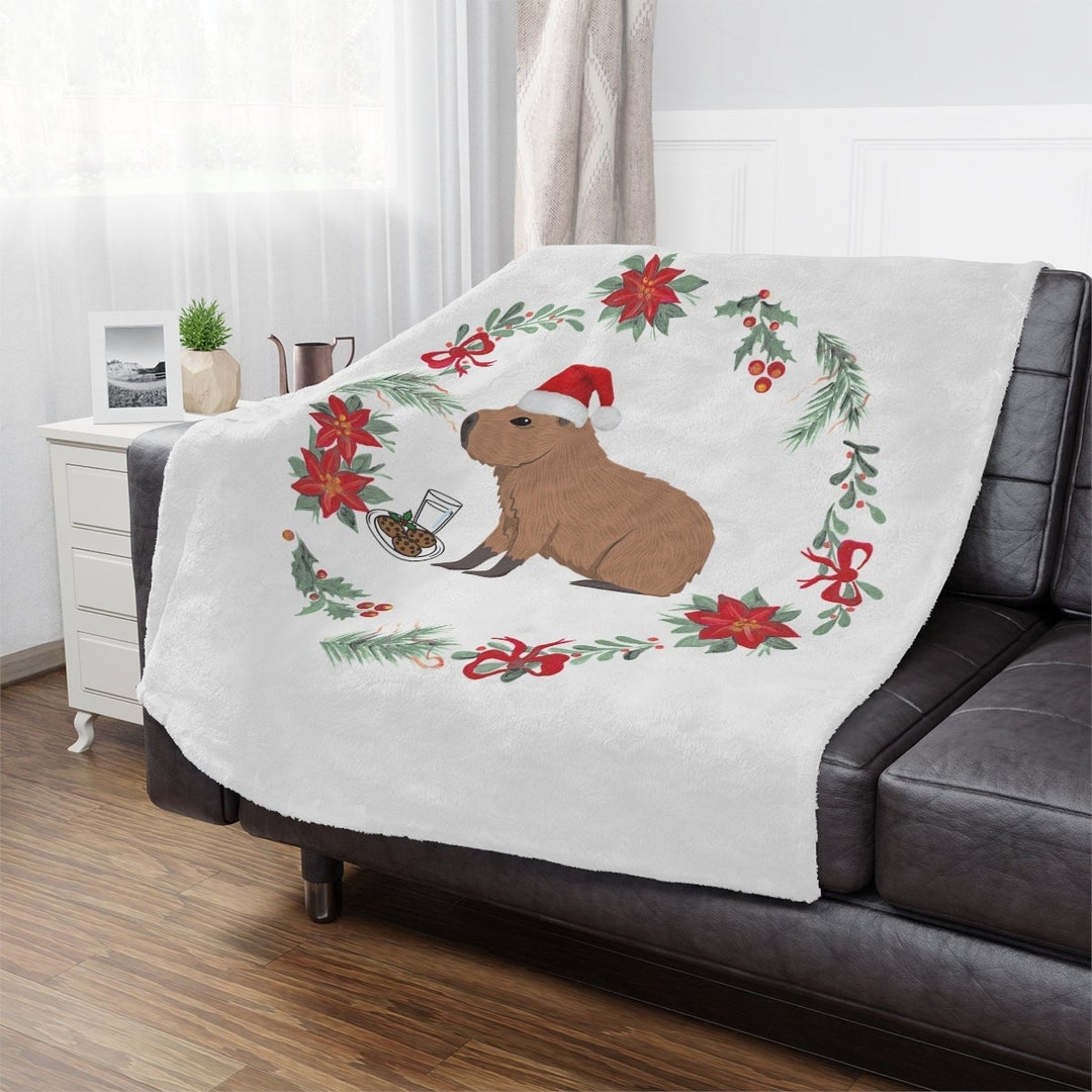 Capybara Christmas White Minky Blanket Cute Gift for Animal Lover ...