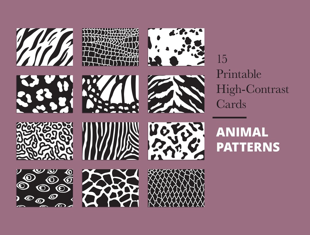 Animal Patternsset of 15 High Contrast Baby Cardsprintable Sensory ...