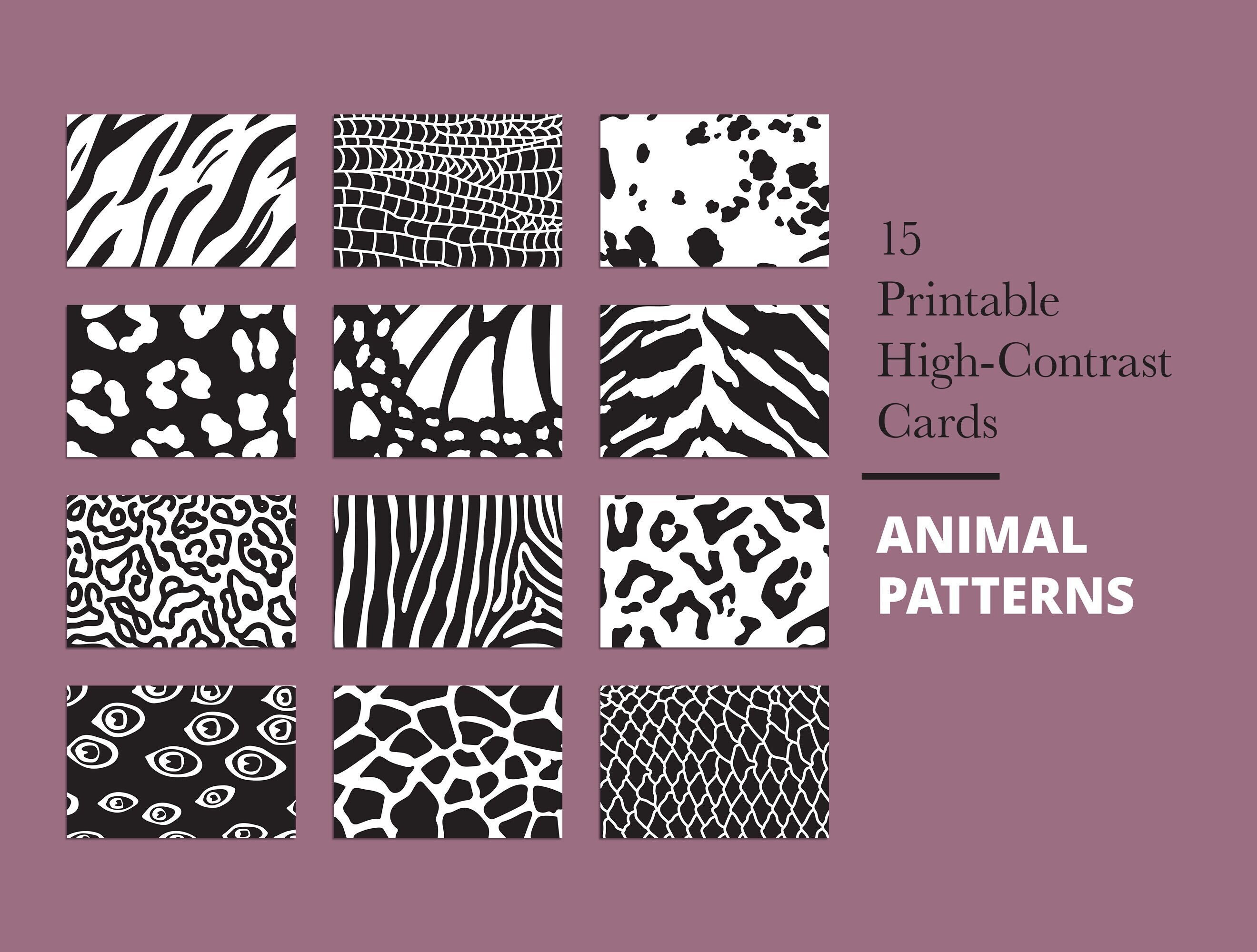 Animal Patternsset of 15 High Contrast Baby Cardsprintable Sensory ...