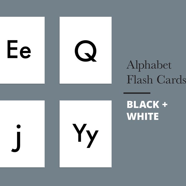 Black and White Alphabet Flash Cards - Etsy