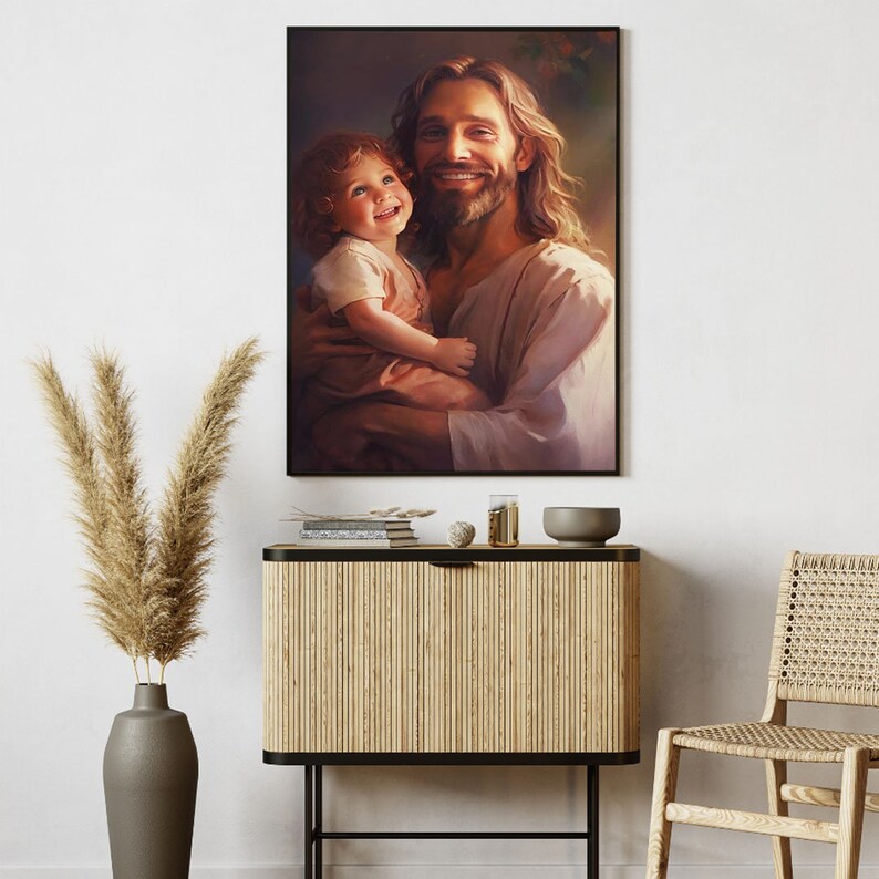 Jesus Smile Poster Hugging A Woman Painting Bible Religious God Poster ...