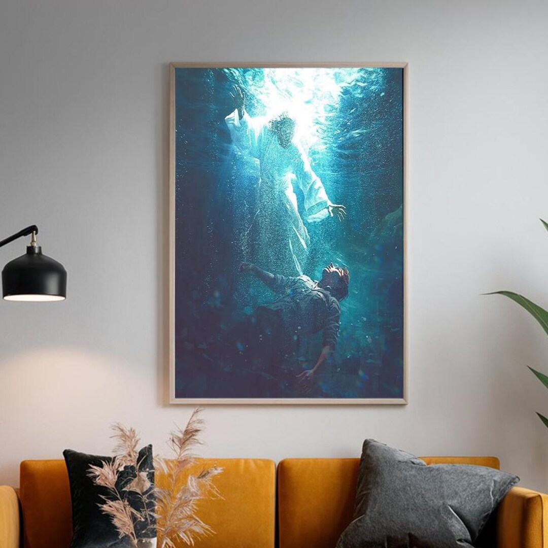 Jesus Print Painting When You Go Through Deep Water I Will Be With You ...