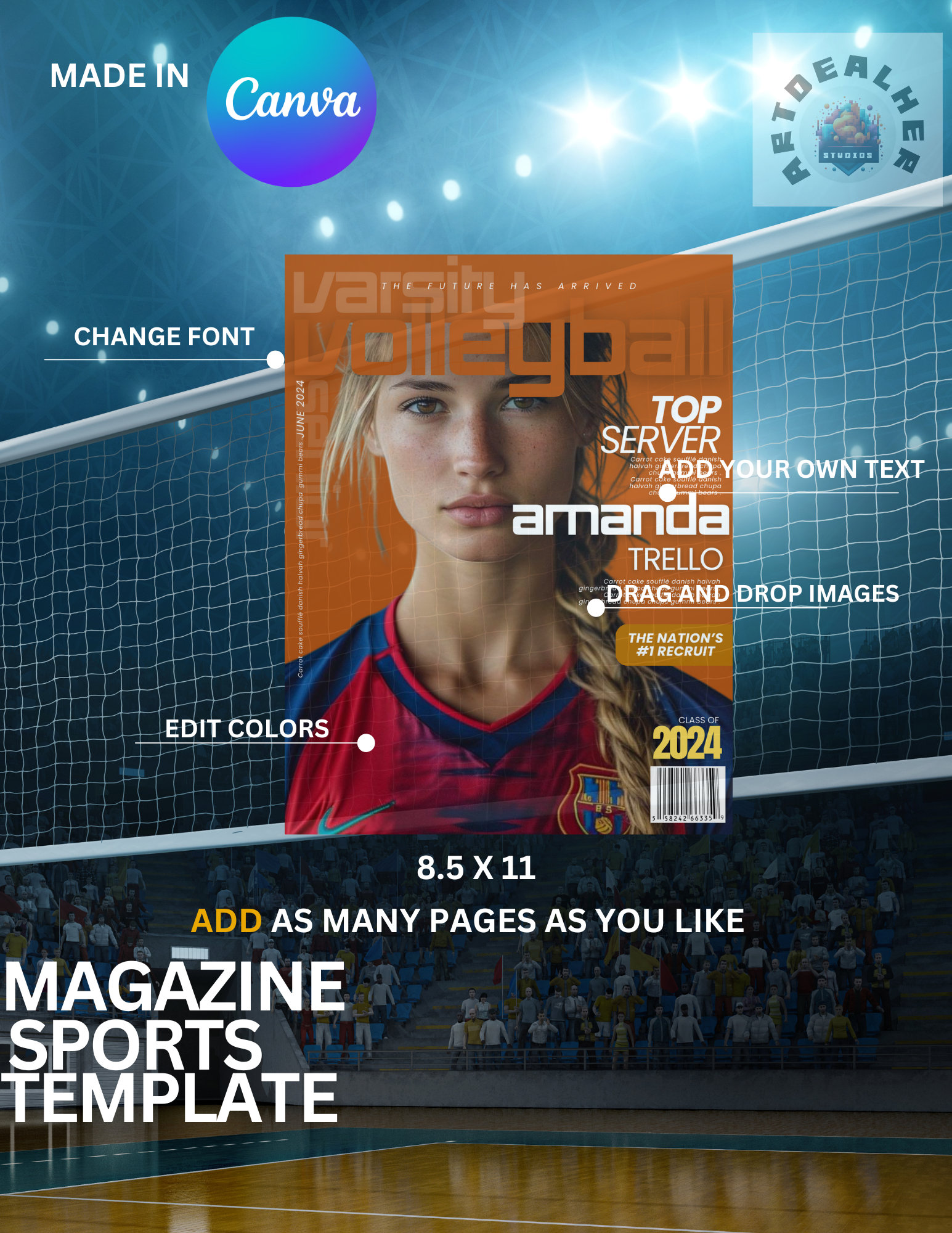 Custom Sports Magazine Cover Design, Digital Personalized Sport ...