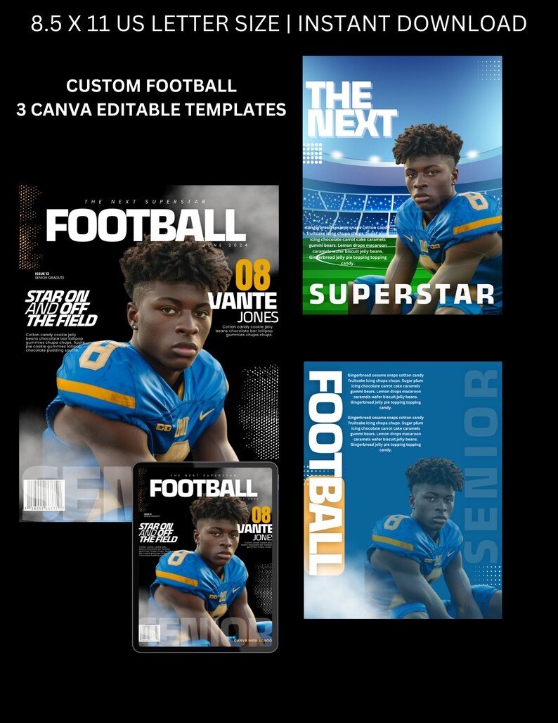 Custom Sports Magazine Cover Template, Digital Personalized Sport ...