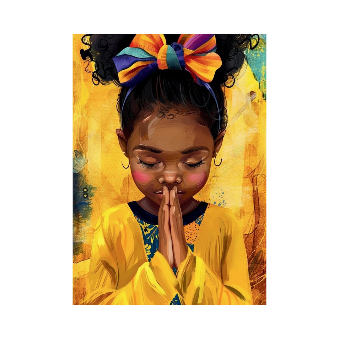 Black Girl Praying Wall Art Black Woman Art Praying Art Christian Girls ...