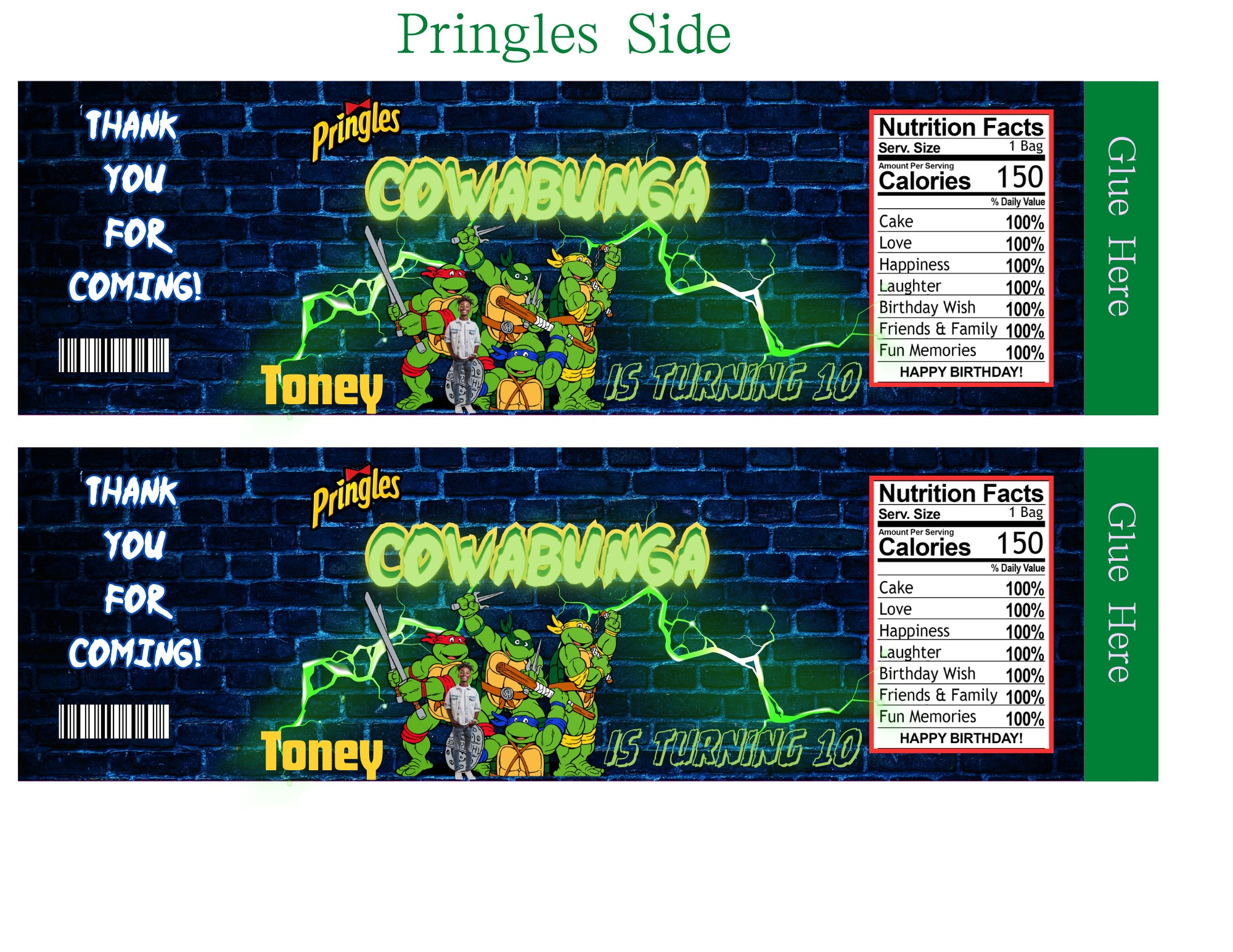 Ninja Turtle Digital Favor Bundle Birthday Chip Bag Custom Water Bottle ...