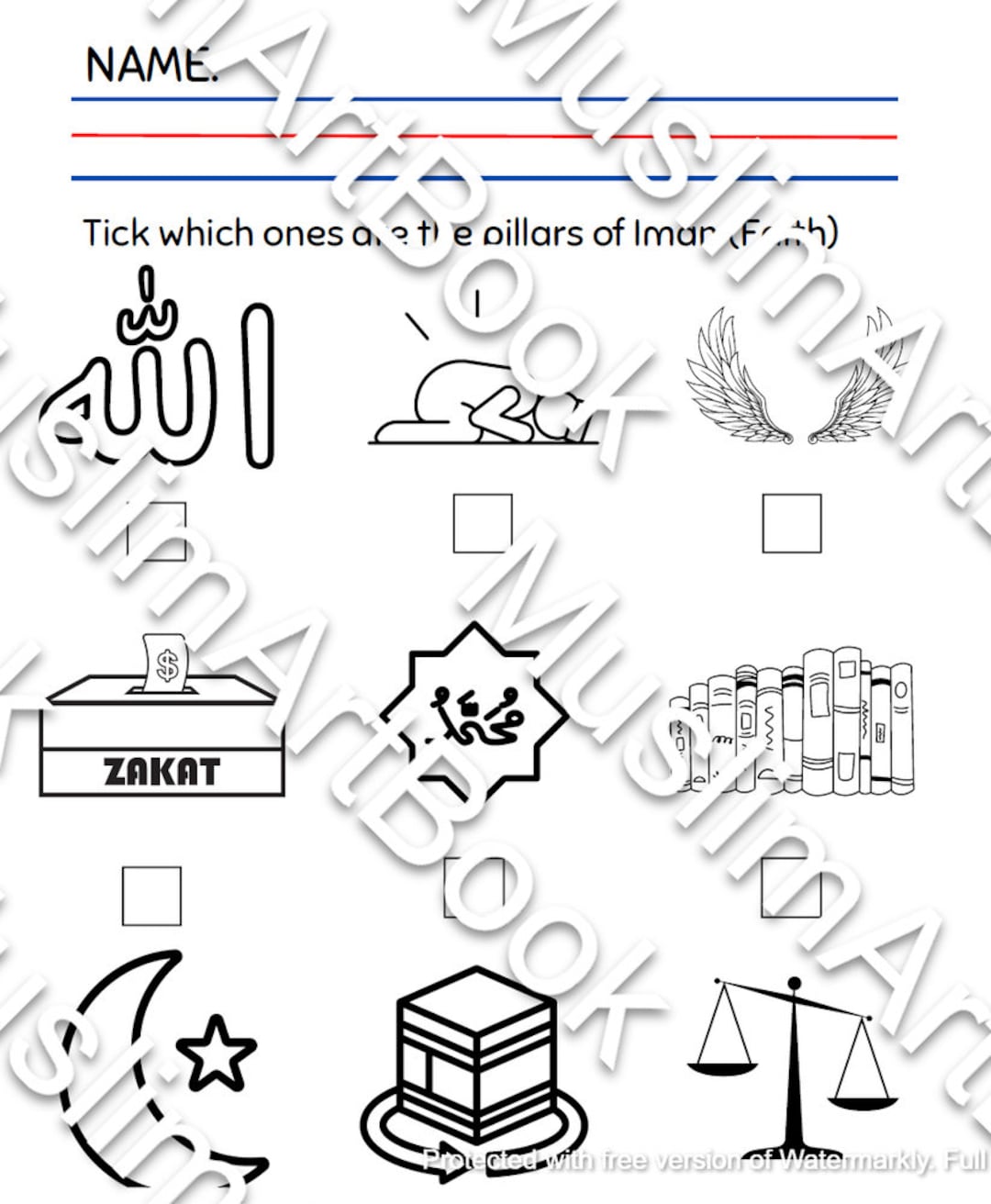 Pillars Of Islam Worksheet