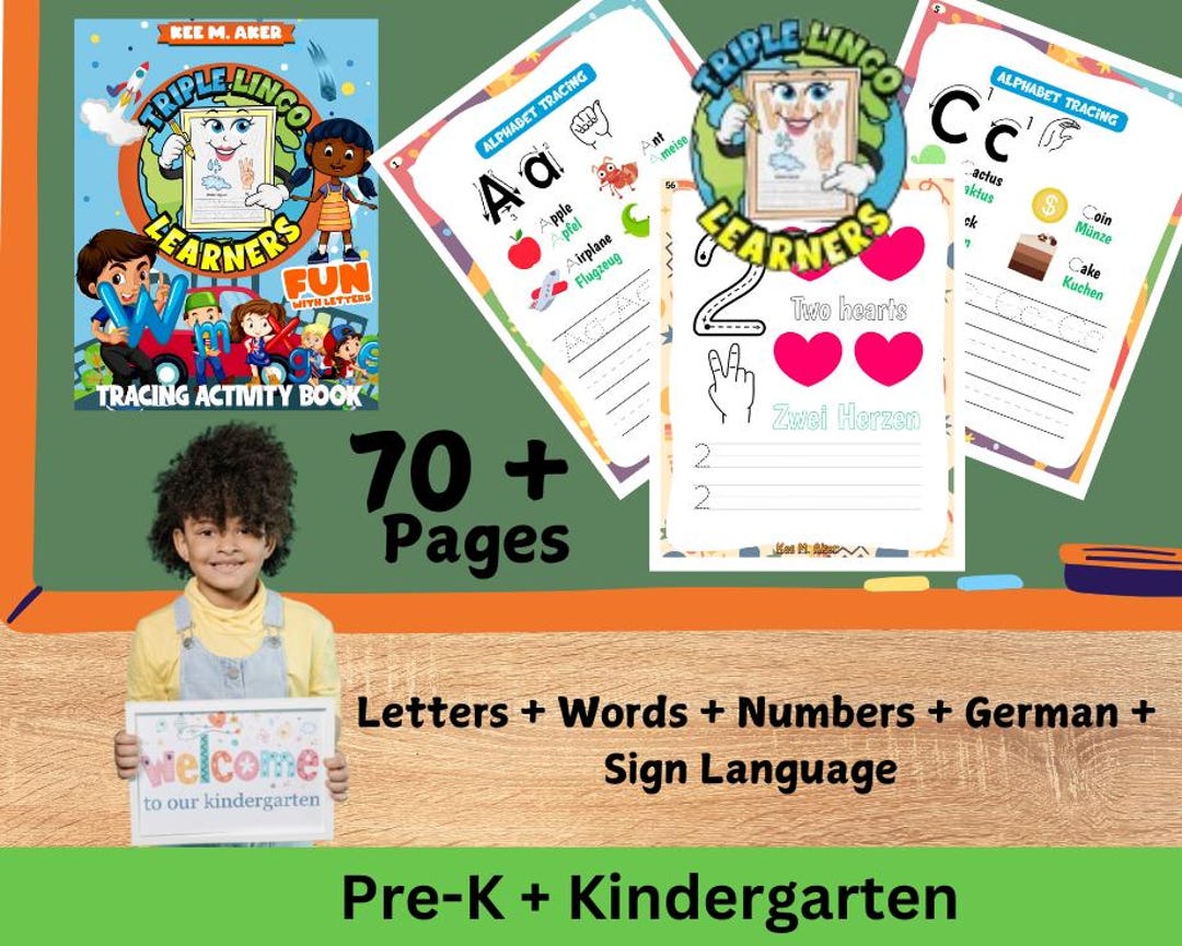 Preschool Pre-k + Kindergarten Letter Tracing A to Z L English + German ...