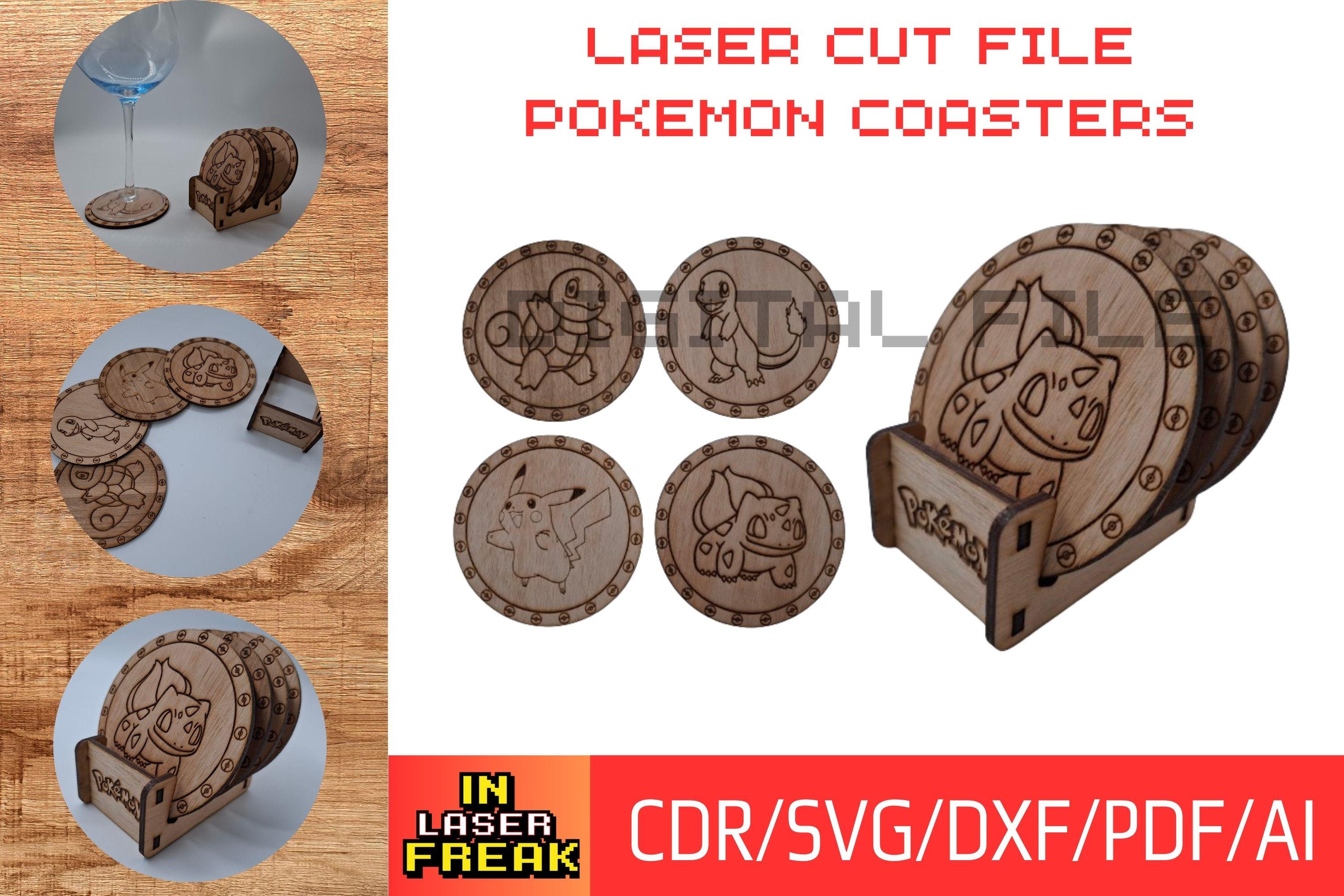 First Generation Pokemon + Pikachu + Base. 3mm Laser Cut File. SVG, CDR ...