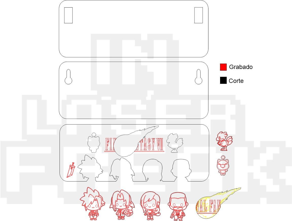 Final Fantasy VII. LASER Cut File. SVG, Dxf, Ai and Pdf. Key Holder ...