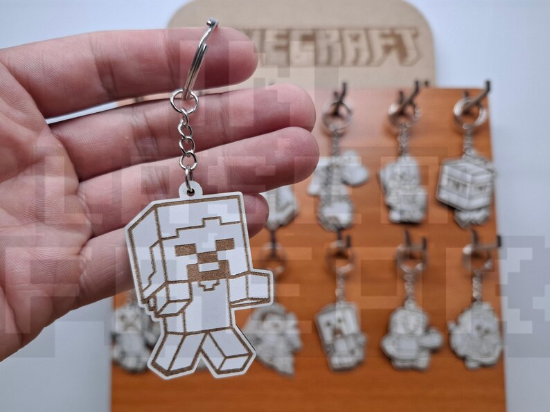 Minecraft Pack 45 Keychain + Display Stand. Laser Cut File .svg/lbrn ...