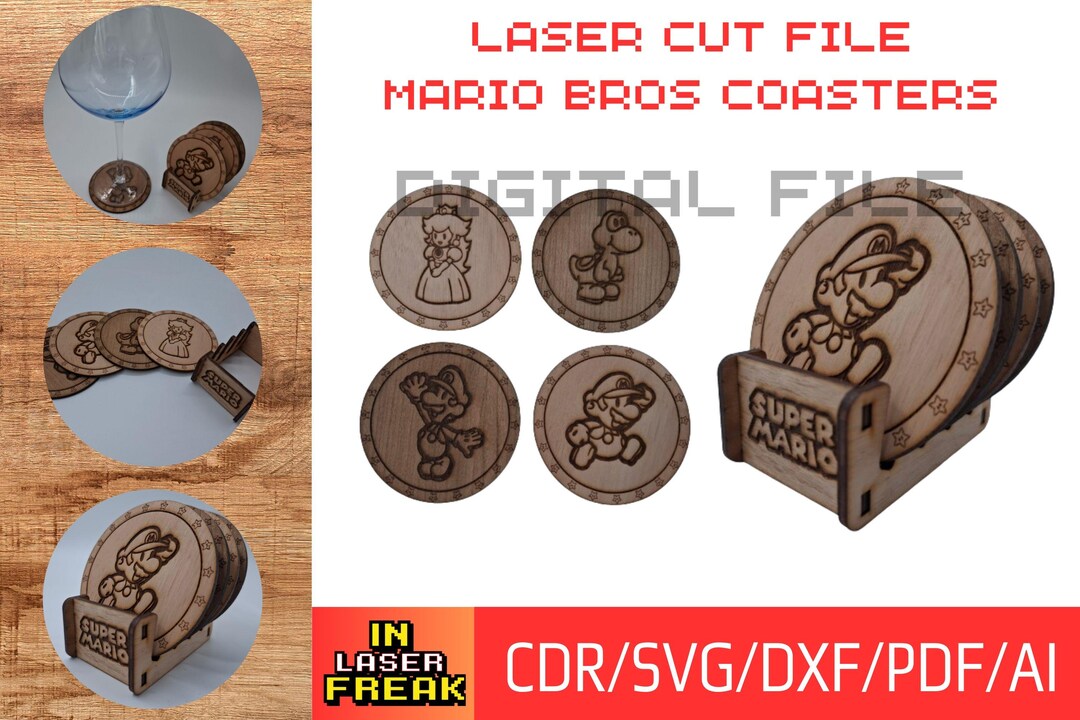 Mario, Luigi, Peach, Yoshi Base. LASER Cut File 3mm. Svg, Cdr, Dxf, Ai ...