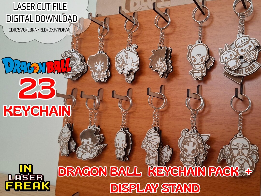 Anime Manga DB Pack Keychain + Display Stand. LASER Cut File .svg/lbrn ...