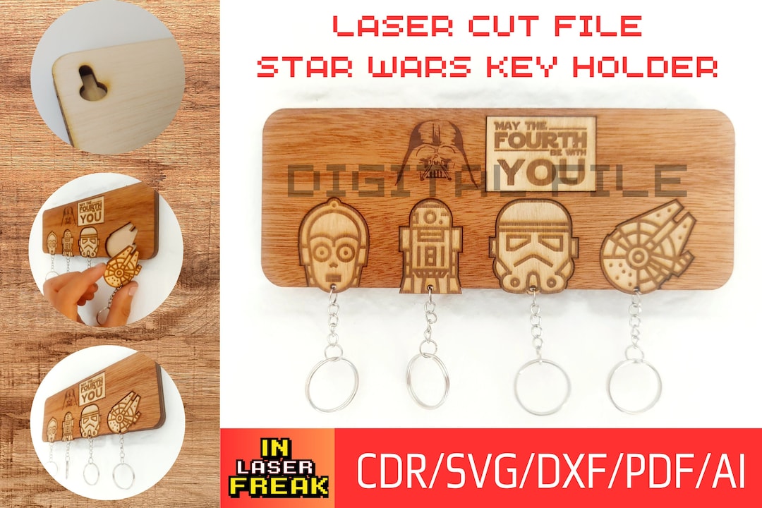 Star Wars. LASER Cut File. SVG, Dxf, Ai and Pdf. Star Wars Key Holder ...
