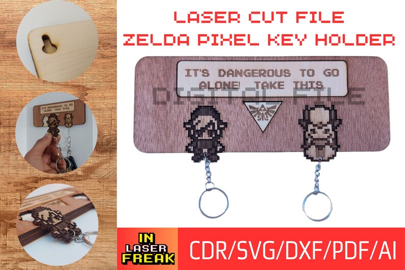 Zelda Retro Pixel . LASER Cutting File. SVG, Dxf, Ai and Pdf. Zelda Key ...