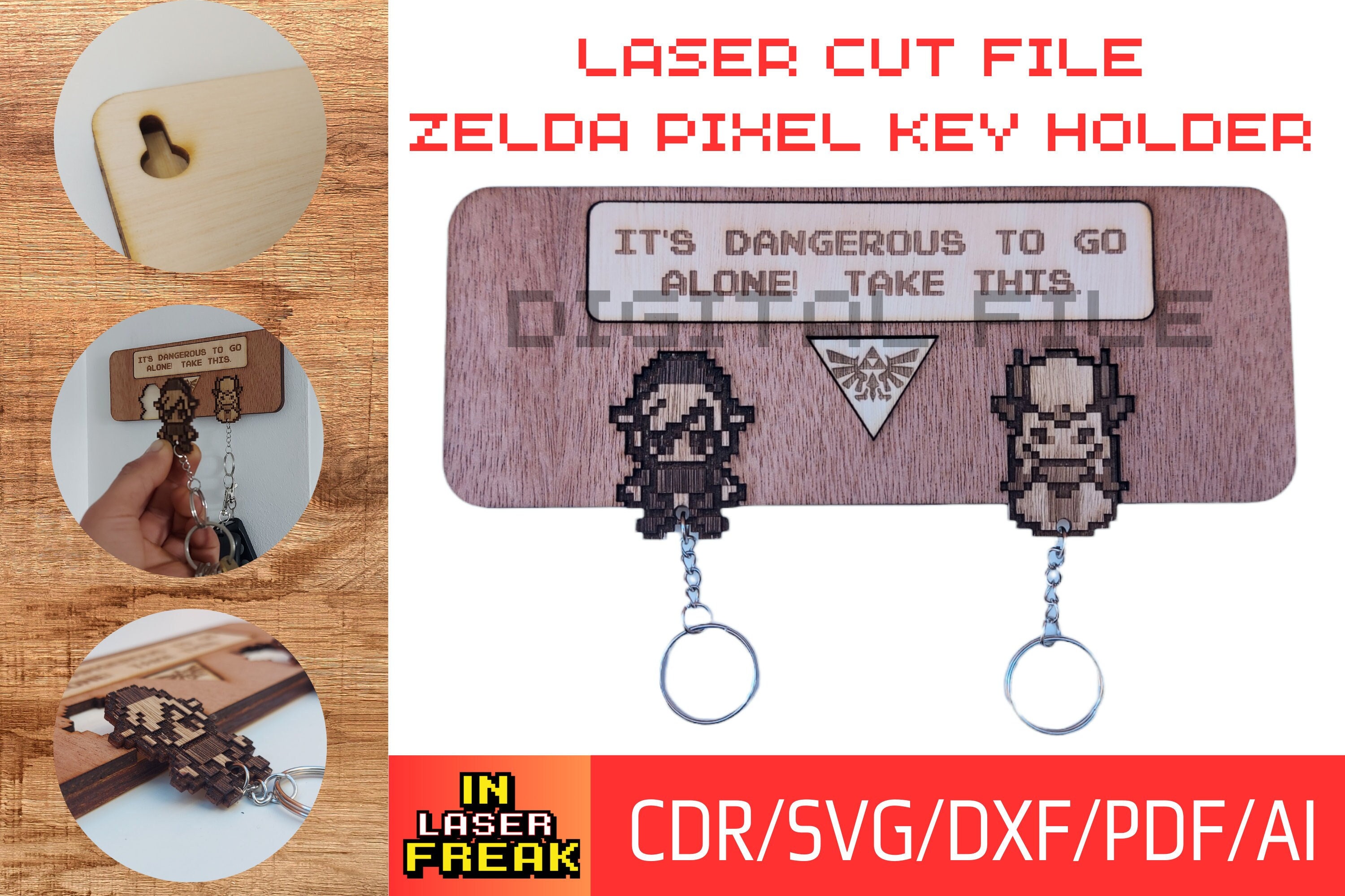 Zelda Retro Pixel . LASER Cutting File. SVG, Dxf, Ai and Pdf. Zelda Key ...